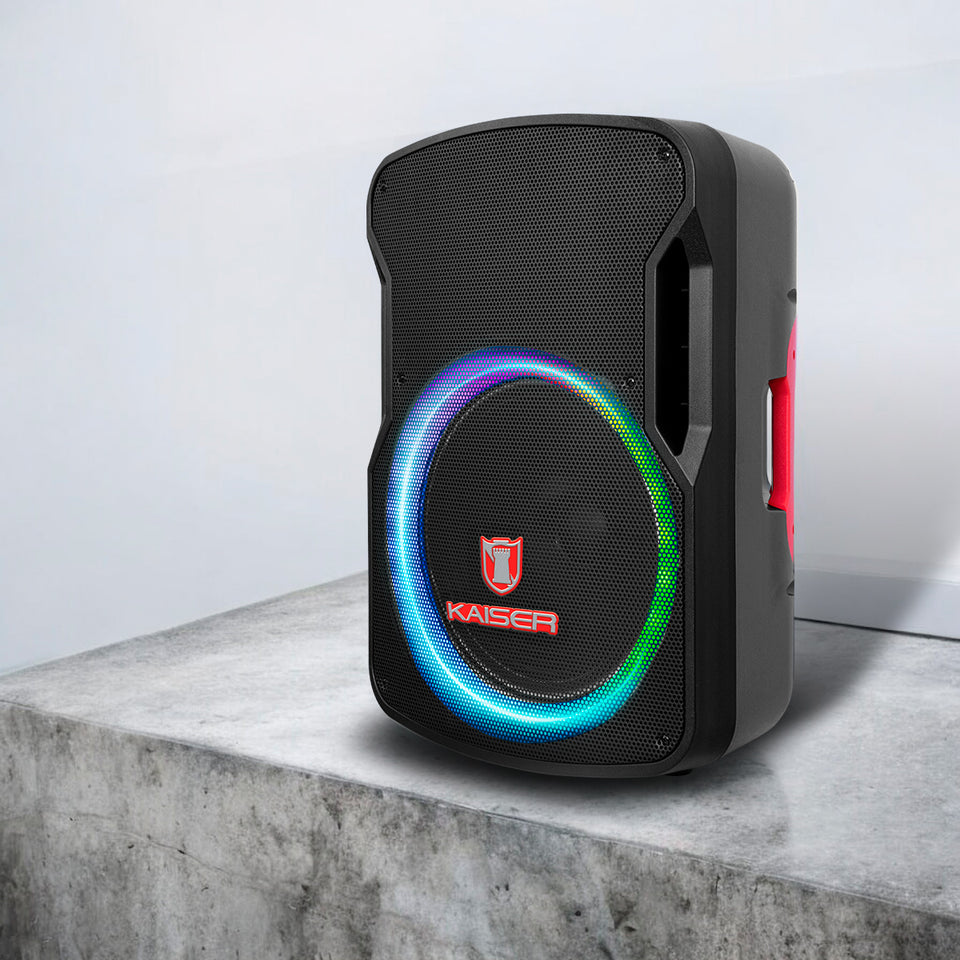 Bafle profesional 15" de 30,000 W PMPO con micrófono alámbrico incluid – KAISER