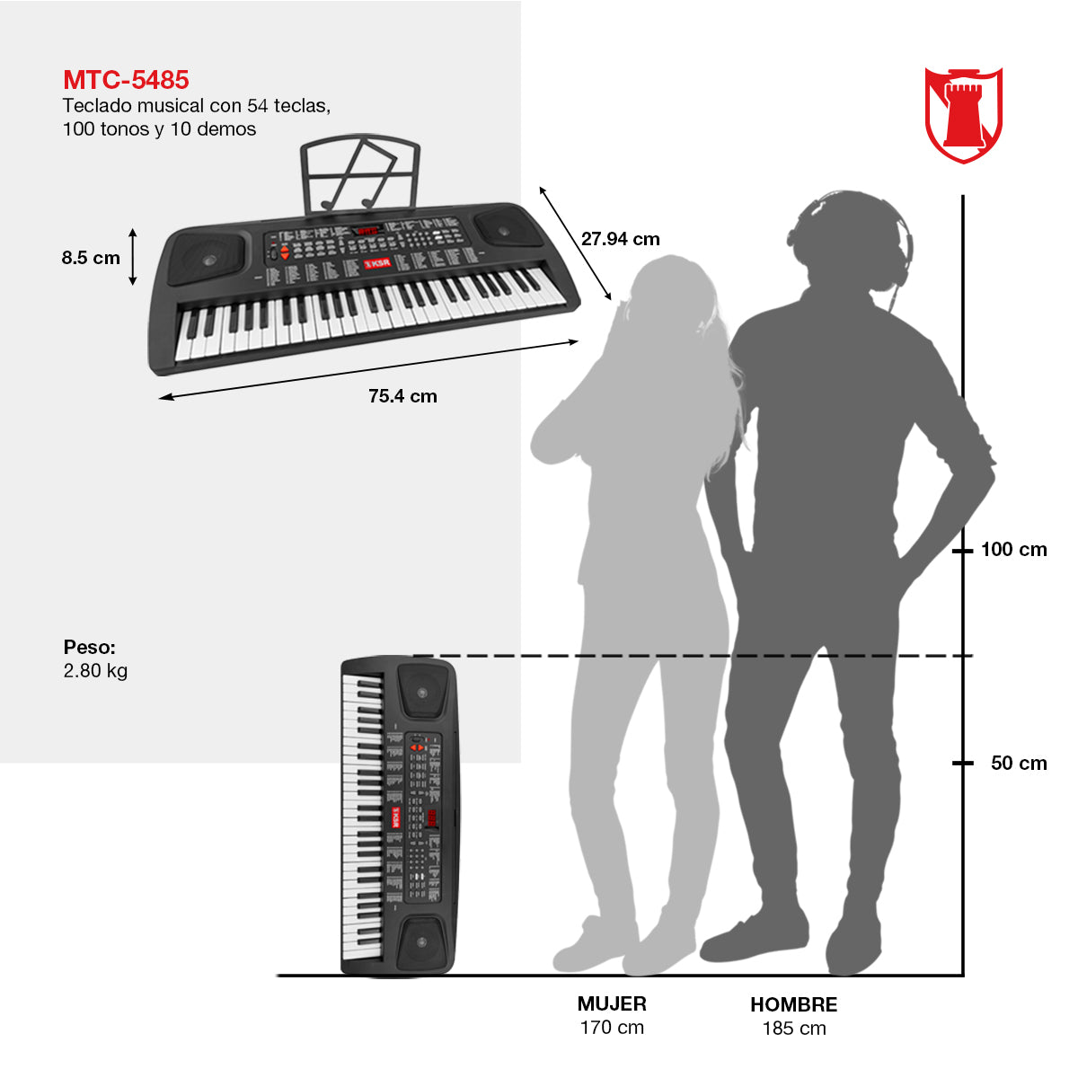 Teclado musical con 54 teclas y 100 tonos – KAISER